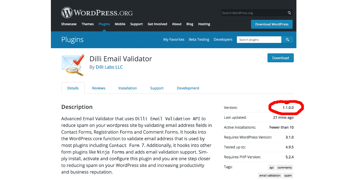 'Dilli Email Validator' (DEV) Wordpress Plugin v1.1.0.0 Released - Dilli Labs